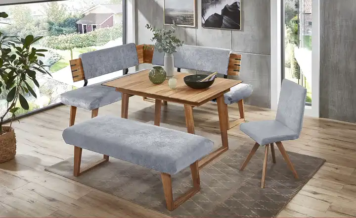 Woodford Polsterbank ohne Rücken Colette | 160 cm, Hellgrau