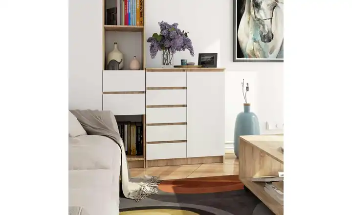 Highboard 80 cm breit | Eiche Sonoma (Nachbildung), Weiß