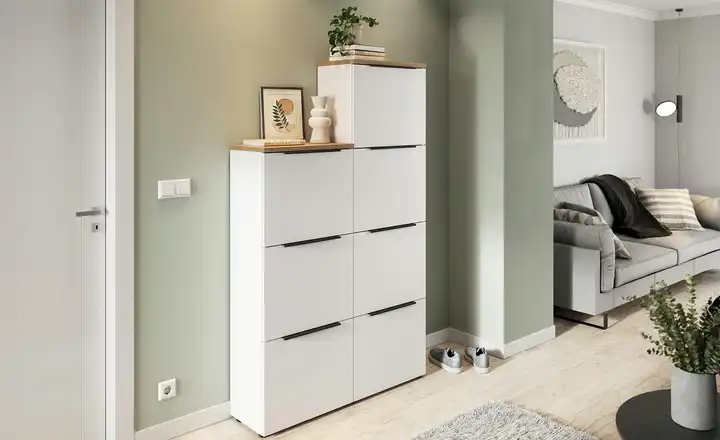 Primo Schuhschrak Groven | Weiß, Eiche (Nachbildung), BHT 53 x 171 x 30 cm