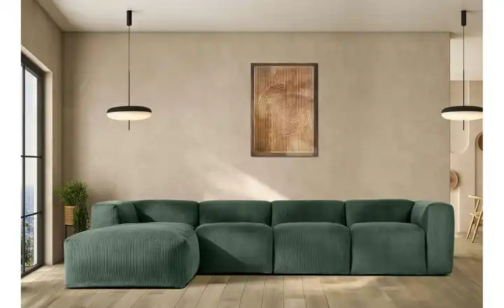 KONSIMO Ecksofa Buffo | rechts, Dunkelgrün - Möbel Kraft